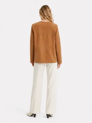 MINE BILGI Broom Premium Suede Leather Collarless Jacket