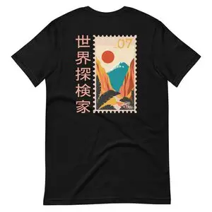 ANCHOR & CREW Organic Cotton T-shirt With Retro Stamp Graphic - Black
