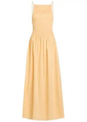 Faithfull The Brand Laia Shirred Cotton Maxi Dress - Yellow