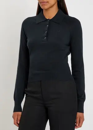 Givenchy Logo Embroidered Cotton And Silk-blend Polo Top