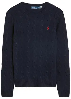 Polo Ralph Lauren Cable-knit Wool And Cashmere-blend Jumper - Navy