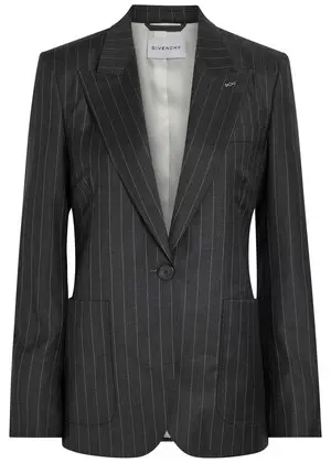 Givenchy Pinstriped Wool Blazer - Grey