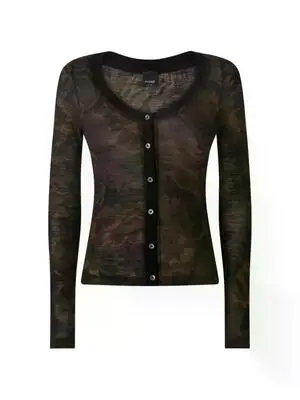 Pinko Floral-print Long-sleeve Cardigan - Brown