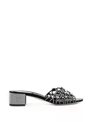 Rene Caovilla Eden Crystal-embellished Mules - Black