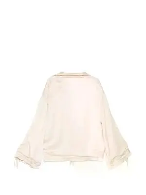 AYA MUSE Satin-finish V-neck Top - Neutrals