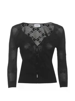 Marella Mlssabbia Floral-embroidered V-neck Cardigan - Black