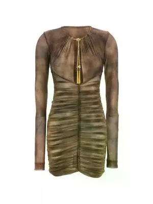 Elisabetta Franchi Ruched Mini Dress With Pendant Detail