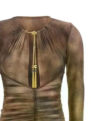 Elisabetta Franchi Ruched Mini Dress With Pendant Detail