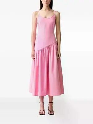 NEVER FULLY DRESSED Asymmetric Ruffled Midi Dress - Pink