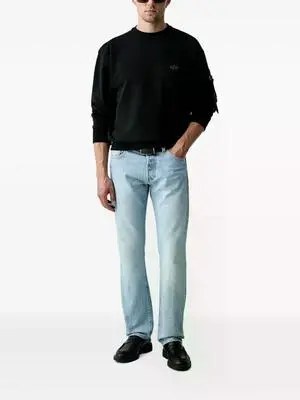 Alpha Industries Logo-embroidered Zip-pocket Sweater - Black