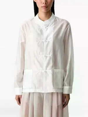 VICOLO Sheer Frog Fastening Shirt - White