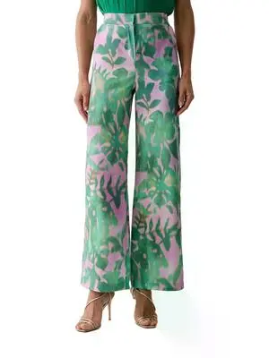 MORGAN Floral-print Trousers - Green