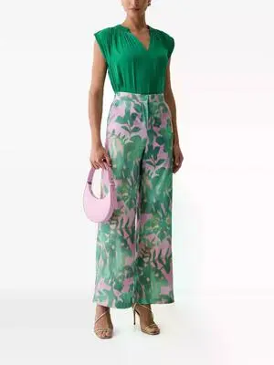 MORGAN Floral Print Wide Leg Trousers