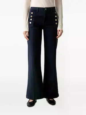 VICOLO Button-detail Flared Jeans - Blue