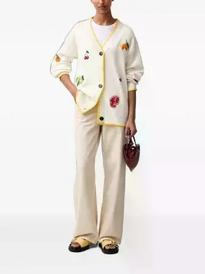 NEVER FULLY DRESSED Fruit-embroidered Long-sleeve Cardigan