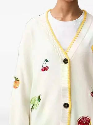 NEVER FULLY DRESSED Fruit-embroidered Long-sleeve Cardigan