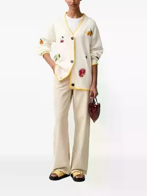NEVER FULLY DRESSED Fruit-embroidered Long-sleeve Cardigan