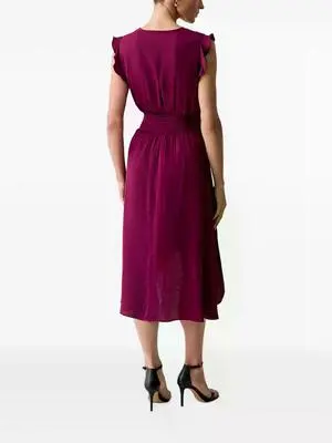 MORGAN Ruffled-sleeve Asymmetrical V-neck Wrap Dress