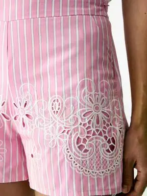 MORGAN Stripe-pattern Cut-out Shorts