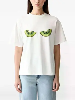 NEVER FULLY DRESSED Kiwi-print T-shirt - White