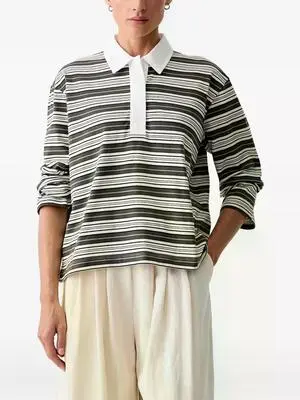 Rag & Bone Kelly Striped Long-sleeve Cotton Polo Shirt - Green