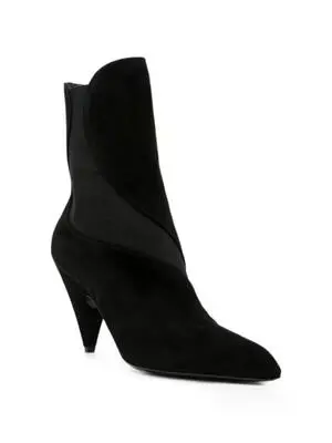SERGIO ROSSI Mesh-insert Pointed-toe Ankle Boots - Black