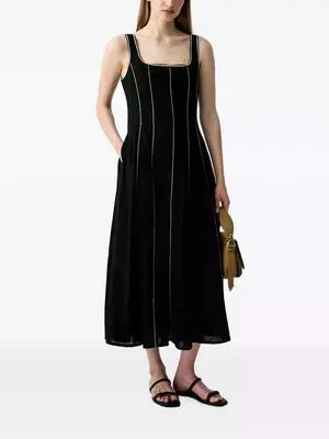 PEDRO DEL HIERRO Contrast Topstitched Square Neck Dress - Black