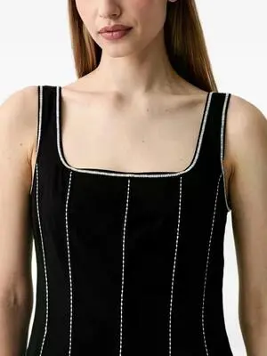 PEDRO DEL HIERRO Contrast Topstitched Square Neck Dress