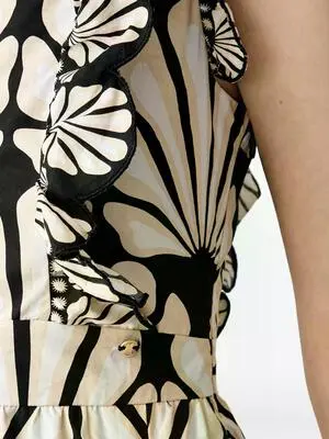 PEDRO DEL HIERRO Ruffled Trim Midi Dress With Shell Print