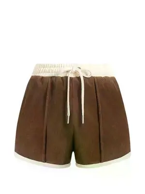 Manière De Voir Contrast Velour Mini Shorts - Brown