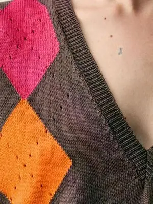 VICOLO Argyle-pattern V-neck Sweater