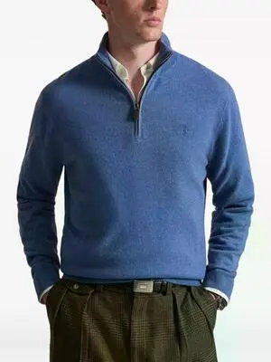 Polo Ralph Lauren Wool Quarter-zip Sweater With Pony Embroidery - Blue