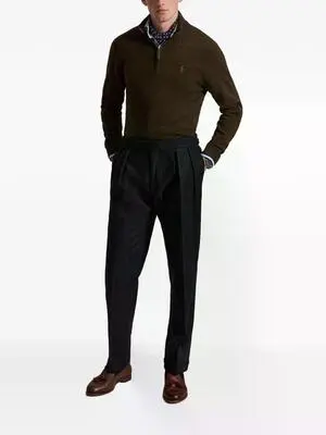 Polo Ralph Lauren Pony-embroidered Quarter-zip Sweater - Brown