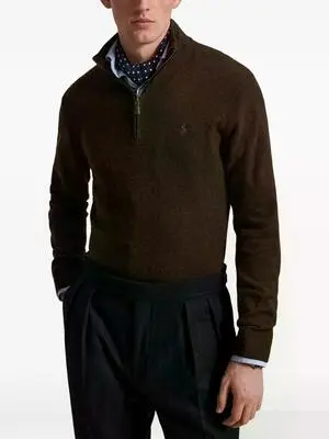 Polo Ralph Lauren Quarter-zip Embroidered Pony Sweater - Brown