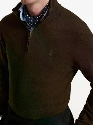 Polo Ralph Lauren Quarter-zip Embroidered Pony Sweater - Brown