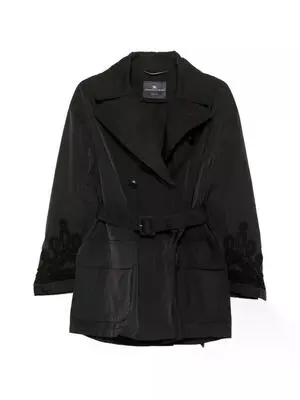 Ermanno Scervino Embroidered Double-breasted Coat - Black