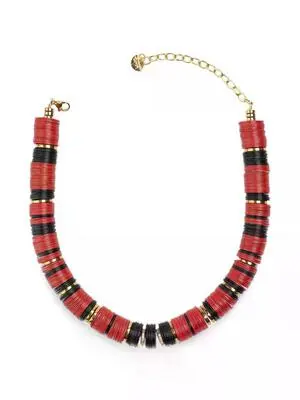 HIJAS DE PUKA Jaipur Beaded Necklace With Cubic Zirconia - Red