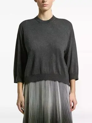 Peserico Flecked-knit Panelled Sweater