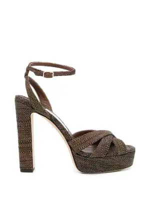 JIMMY CHOO Kove 120 Woven Sandals - Brown