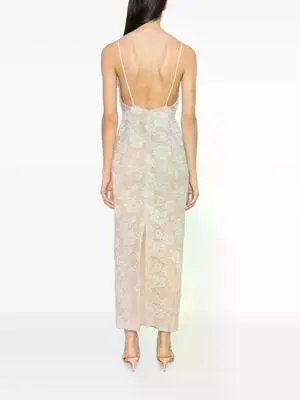 Alessandra Rich Sequin-embroidered Lace Maxi Dress - Neutrals