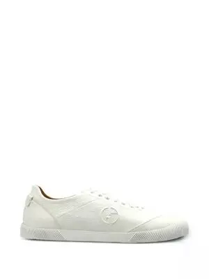Giorgio Armani Embossed-logo Leather Sneakers - White
