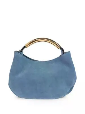 Moschino Logo-plaque Suede Tote Bag - Blue