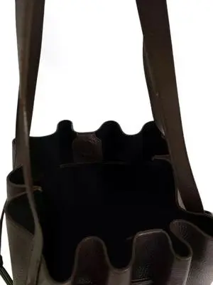 Yuzefi Scallop Leather Tote Bag - Brown
