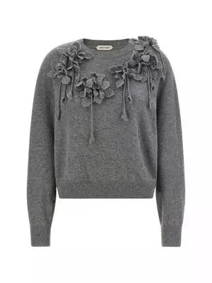 Alberta Ferretti Flower-embroidered Wool Sweater