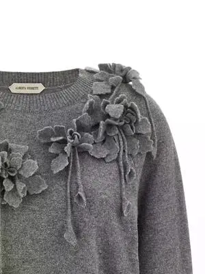 Alberta Ferretti Flower-embroidered Wool Sweater