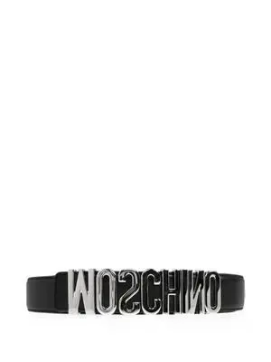 Moschino Logo-plaque Leather Belt - Black