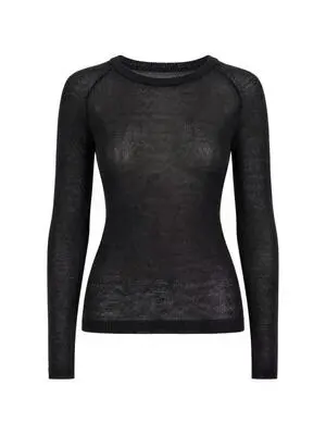 BEYOU Round Neck Raglan Sleeve Sweater - Black
