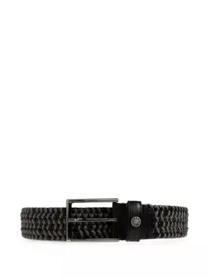 Paul & Shark Braided Leather-trim Belt - Black