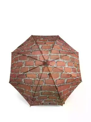 Moschino Brick-print Umbrella - Brown