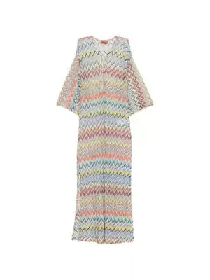 Missoni Zigzag-knit Lace-up Beach Cover-up - Neutrals